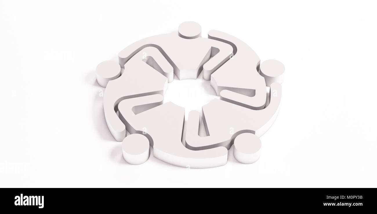 White Color People Teamwork. 3D Render Illustration Stock Photo - Alamy