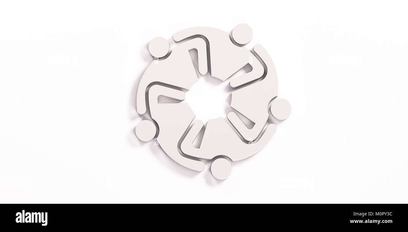 White Color People Teamwork. 3D Render Illustration Stock Photo - Alamy