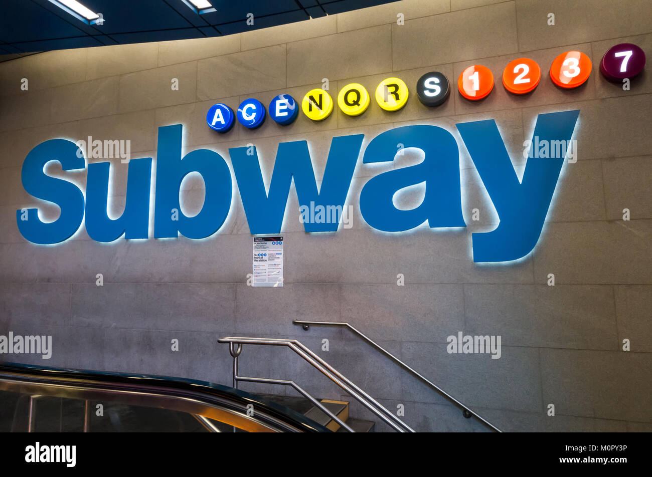 An entrance to 42nd Street Subway Station that serves 5 different ...