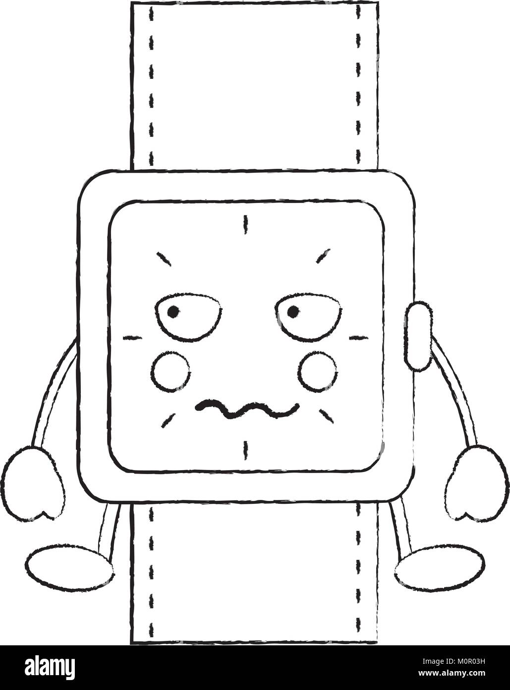 angry watch kawaii icon image Stock Vector Image & Art - Alamy