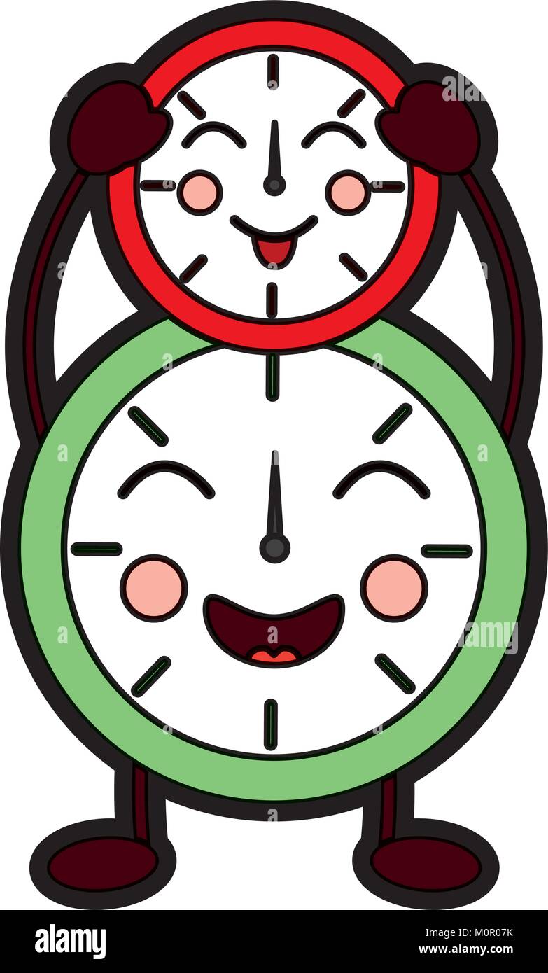 two kawaii clock character cartoon style Stock Vector Image & Art - Alamy
