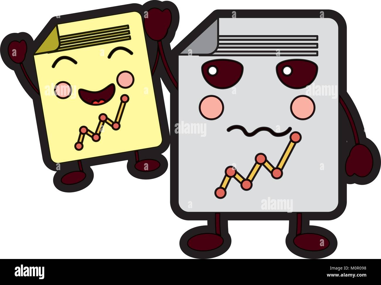 cartoon two document paper graph kawaii character Stock Vector Image ...