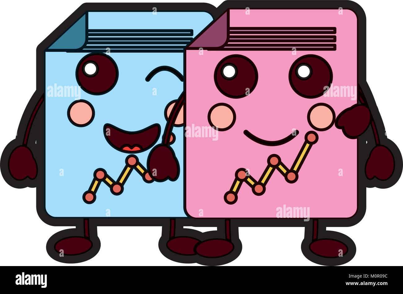 cartoon two document paper graph kawaii character Stock Vector Image ...