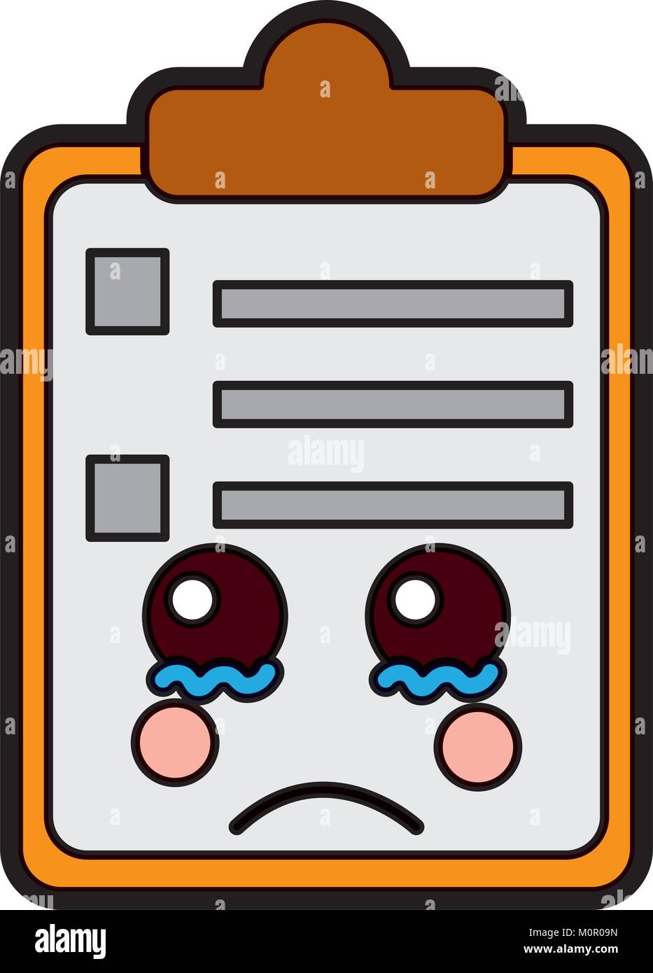 paper cry clipboard kawaii character cartoon Stock Vector Image & Art ...