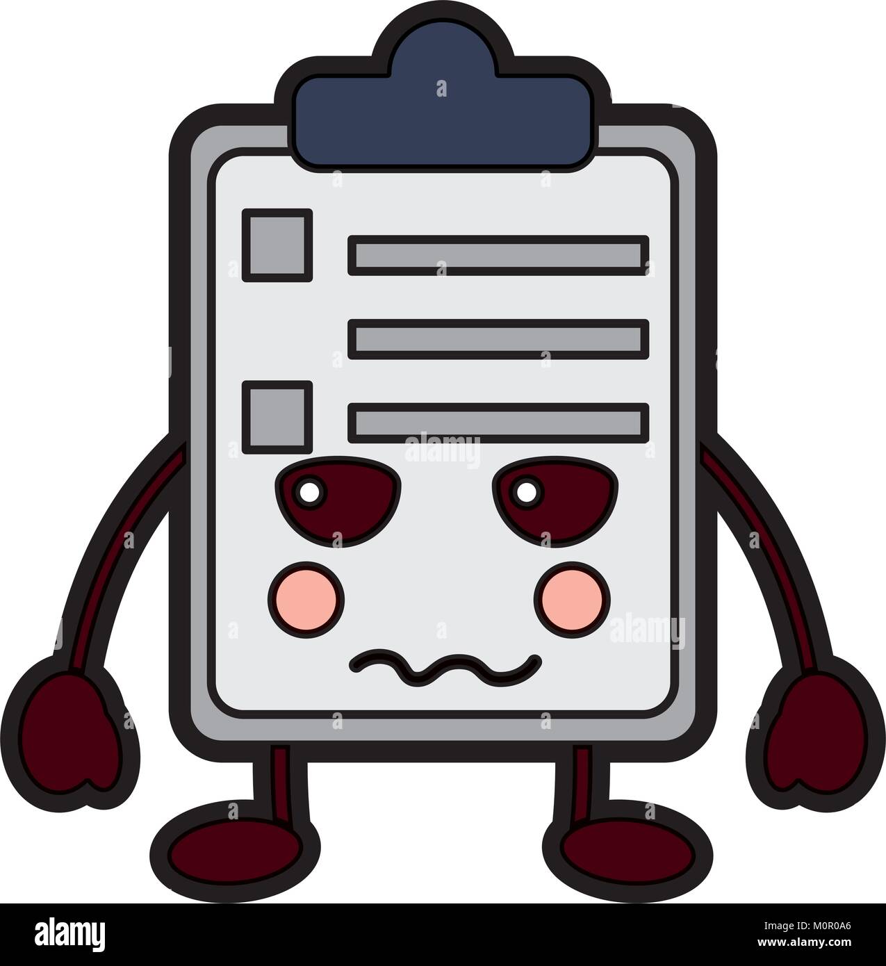 paper sad clipboard kawaii character cartoon Stock Vector Image & Art ...