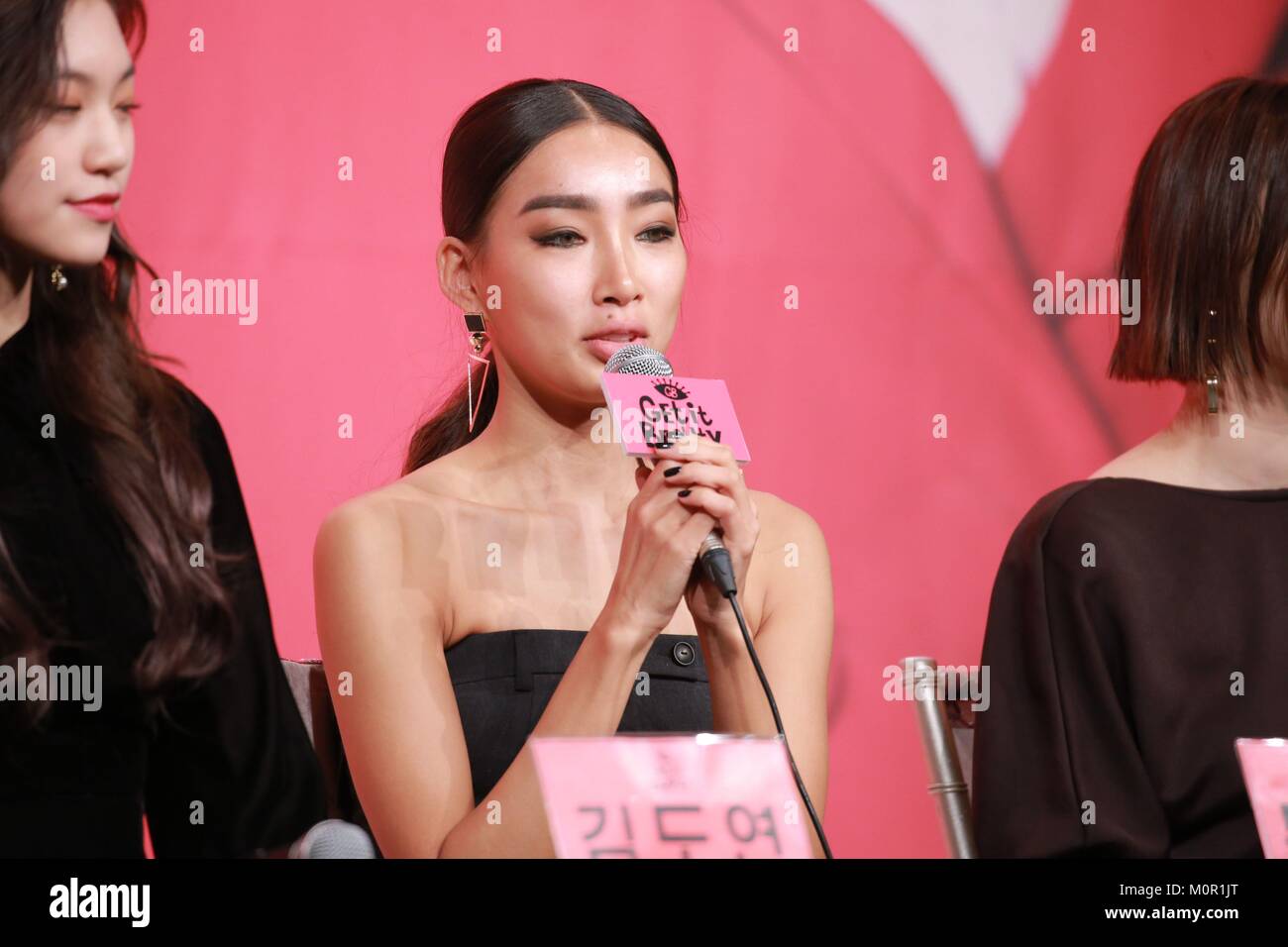 Seoul, Korea. 23rd Jan, 2018. Jang Yoon Ju, WekiMeki and Kim Do Yeon etc. attend the production ...