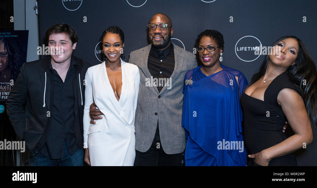 New York, NY - January 23, 2018: Trevor Morgan, Yaya Dacosta, Malik ...