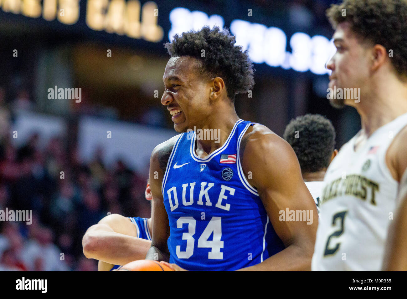 Winston-Salem, NC, USA. 23rd Jan, 2018. Duke Blue Devils forward ...