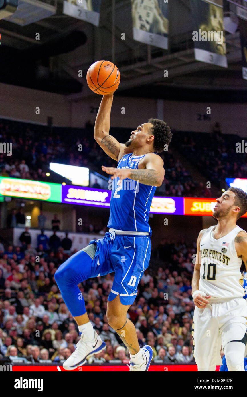 Winston-Salem, NC, USA. 23rd Jan, 2018. Duke Blue Devils guard Gary ...