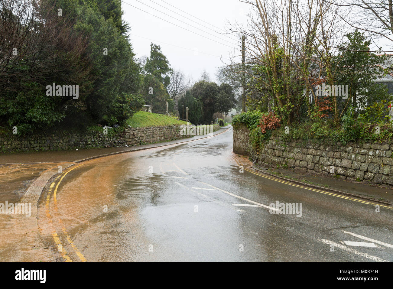 Cornwall, UK. 24th Jan, 2018. Heavy rainfall has caused localised ...