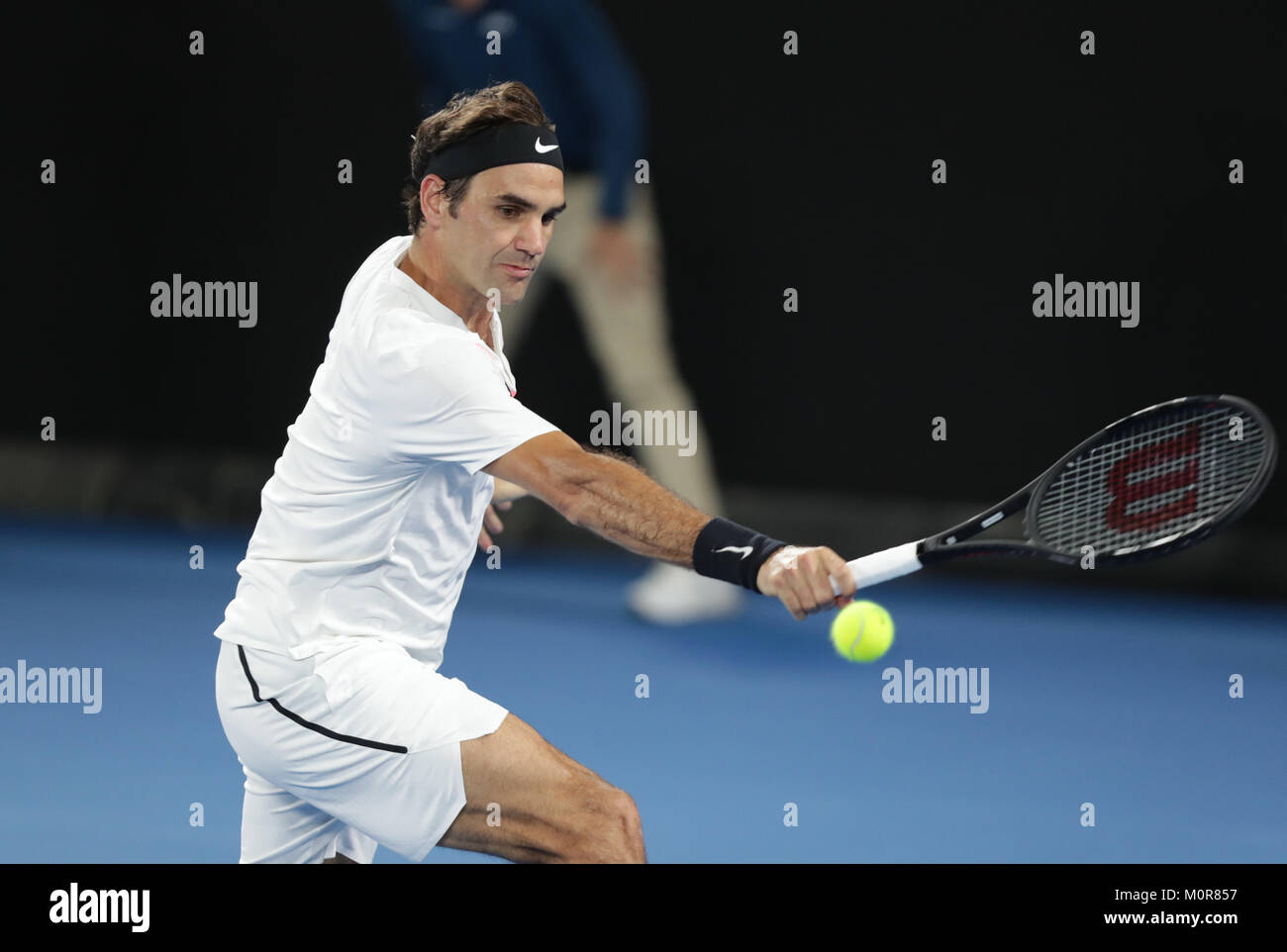 Melbourne, AustraliaSwiss tennis player Roger Federer is in action ...