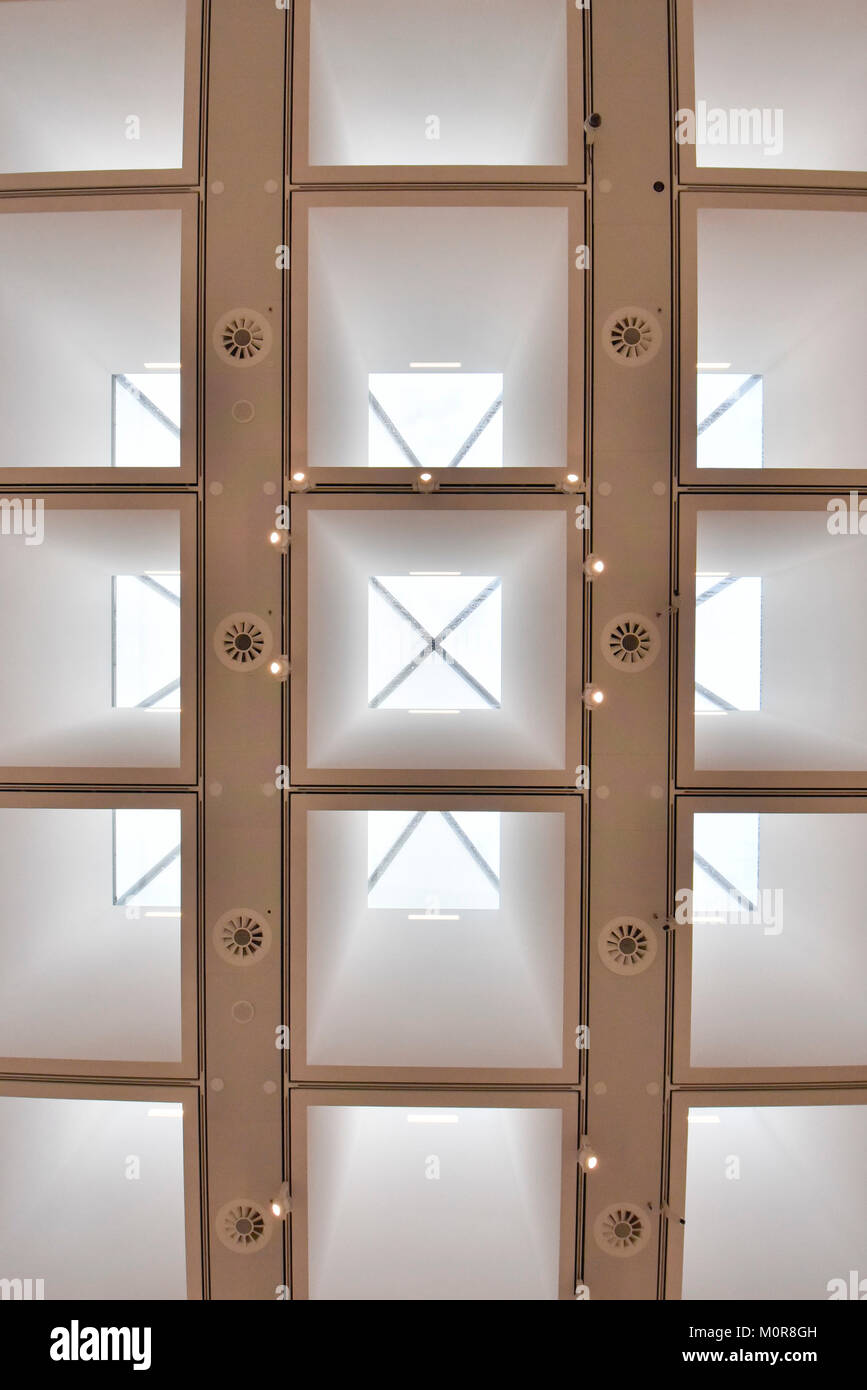 London, UK. 24 January 2018. Detail of the refurbished glass pyramid ...