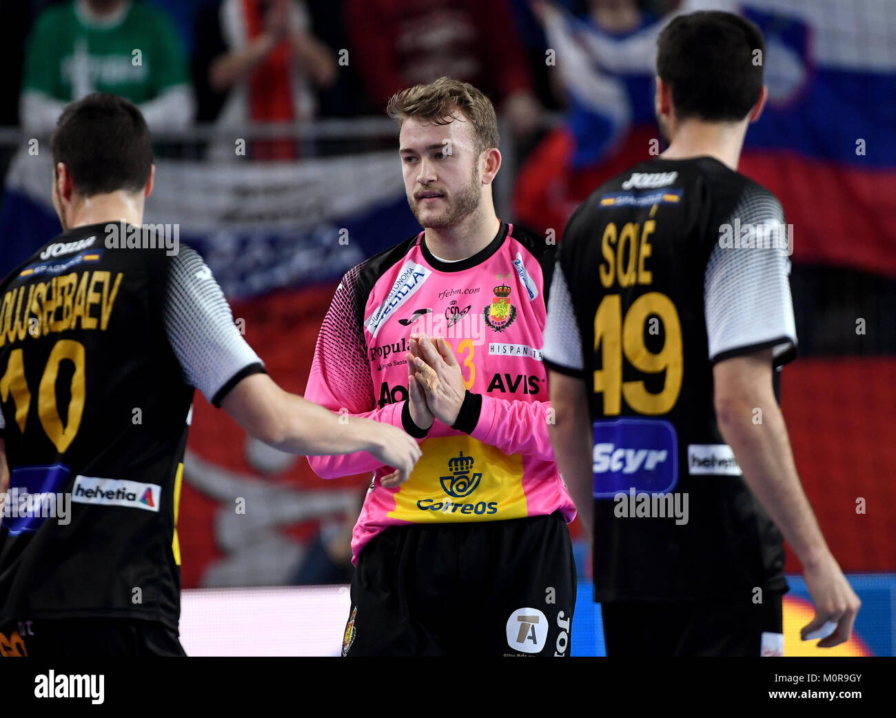 Spain goalkeeper Gonzalo Perez de Vargas (C) gesturing during the ...