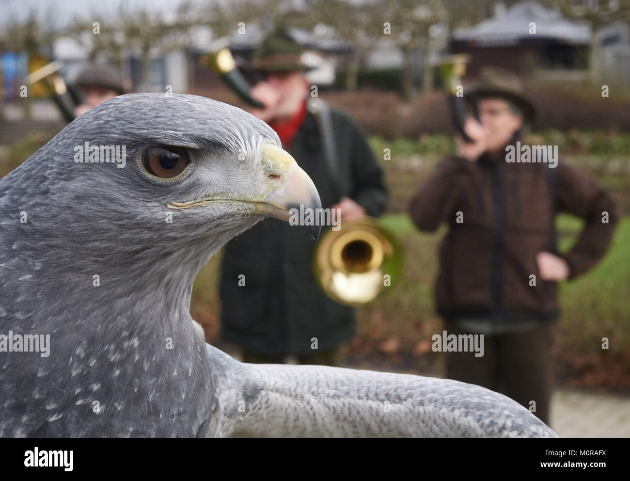 Dortmund, Germany. 24th Jan, 2018. Three hunters of the brass choir of ...