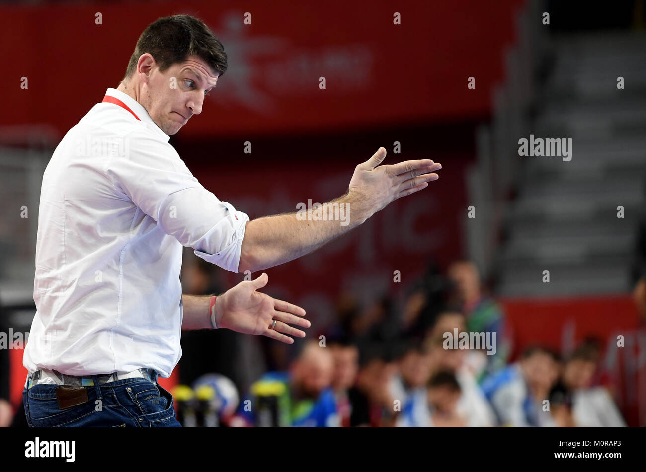 Czech Republic's coach Daniel Kubes gives instructions during the ...