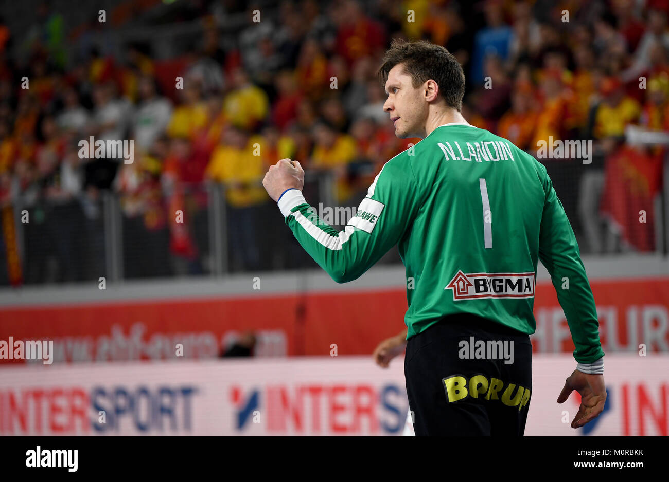 Varazdin, Croatia. 24th Jan, 2018. Denmark's goalkeeper Niklas Landin ...