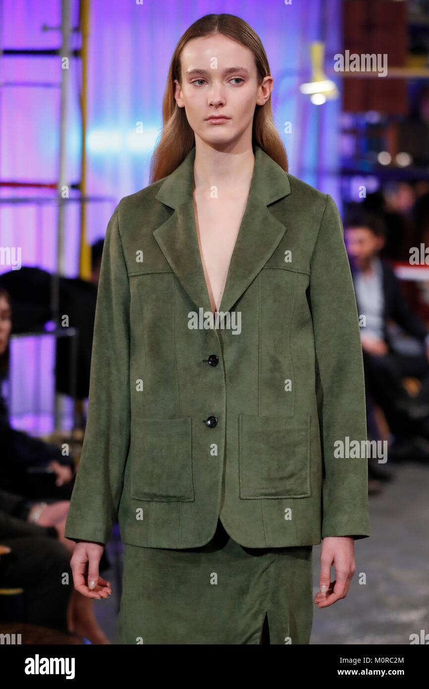 Madrid, Spain. 24th Jan, 2018. Models at collection runway a creation ...