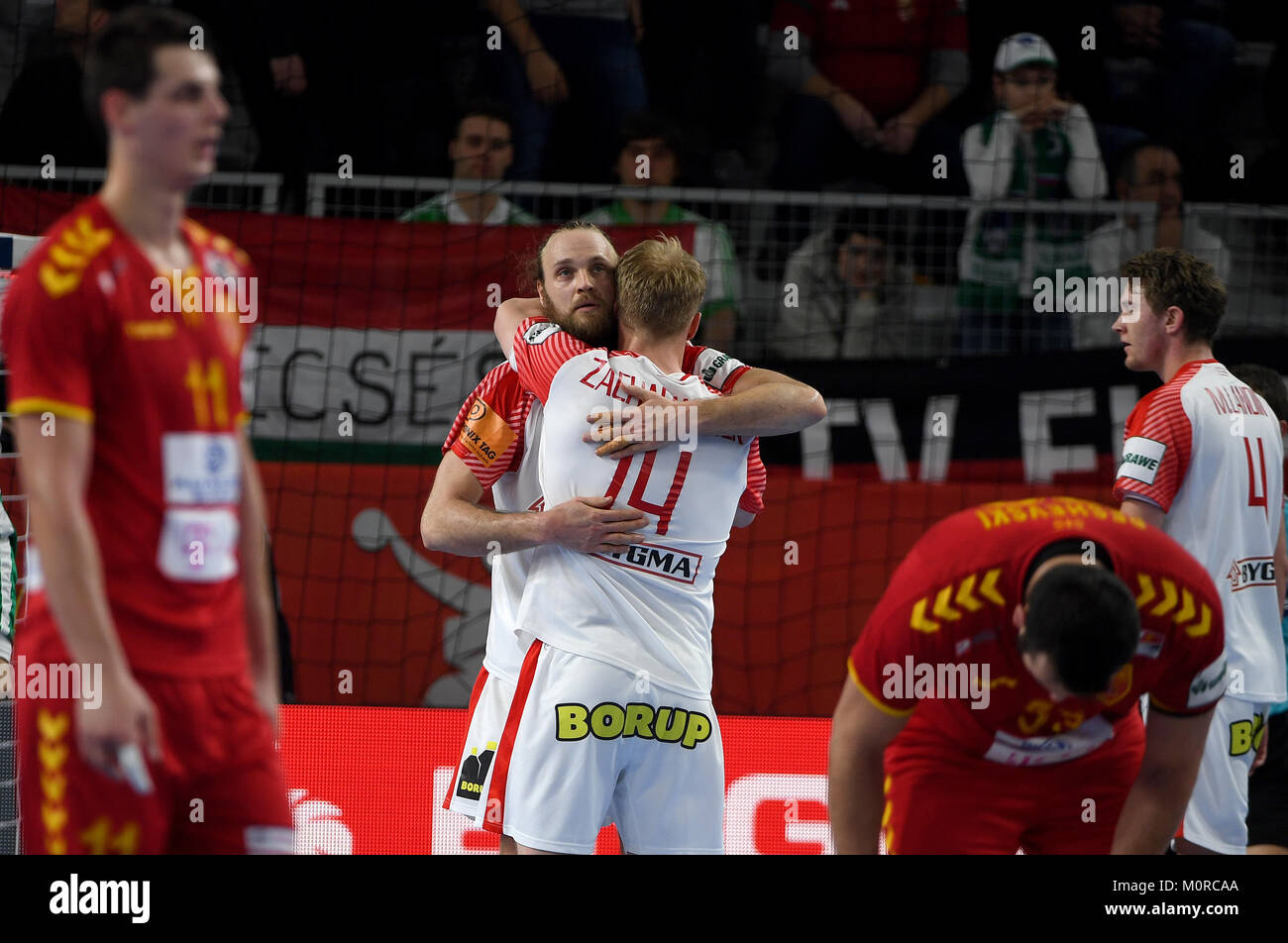 Varazdin, Croatia. 24th Jan, 2018. Denmark's Henrik Toft Hansen (C ...