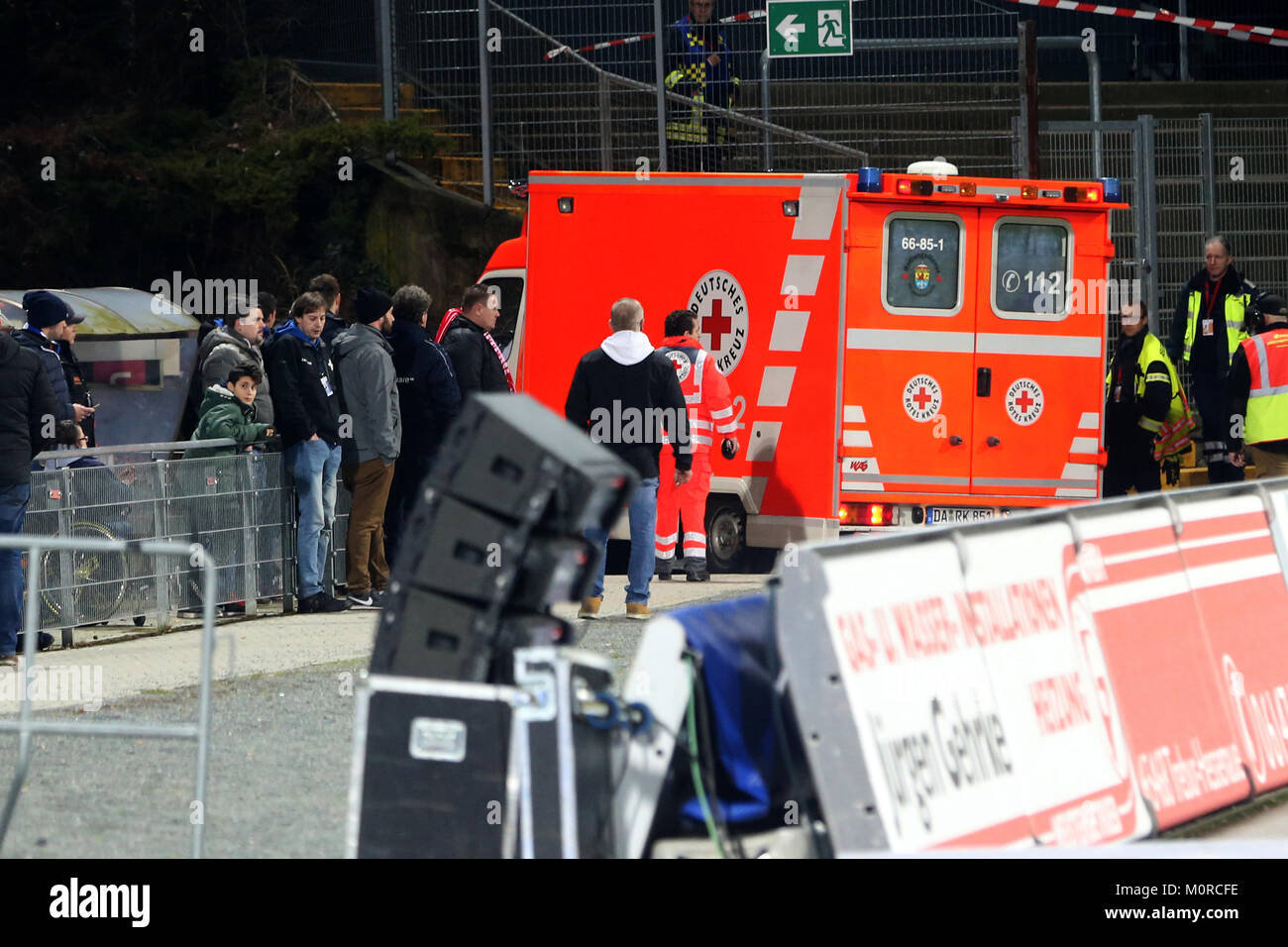 The ambulance with Kaiserslautern's coach Jeff Strasser leaves the ...