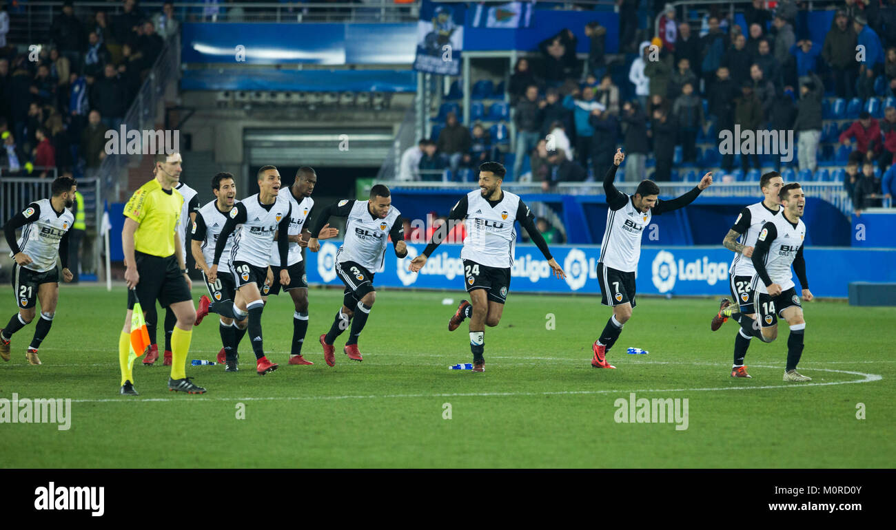 Valencia C.F players celebrate win during the Spanish Copa del Rey 2017 ...