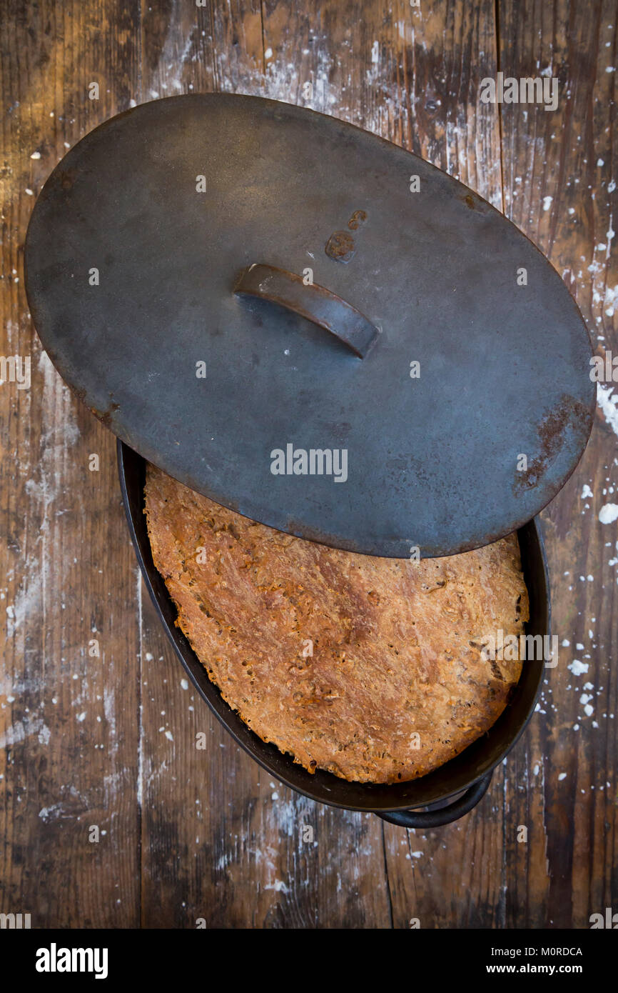 Home-baked multigrain bread, roasting tray Stock Photo - Alamy