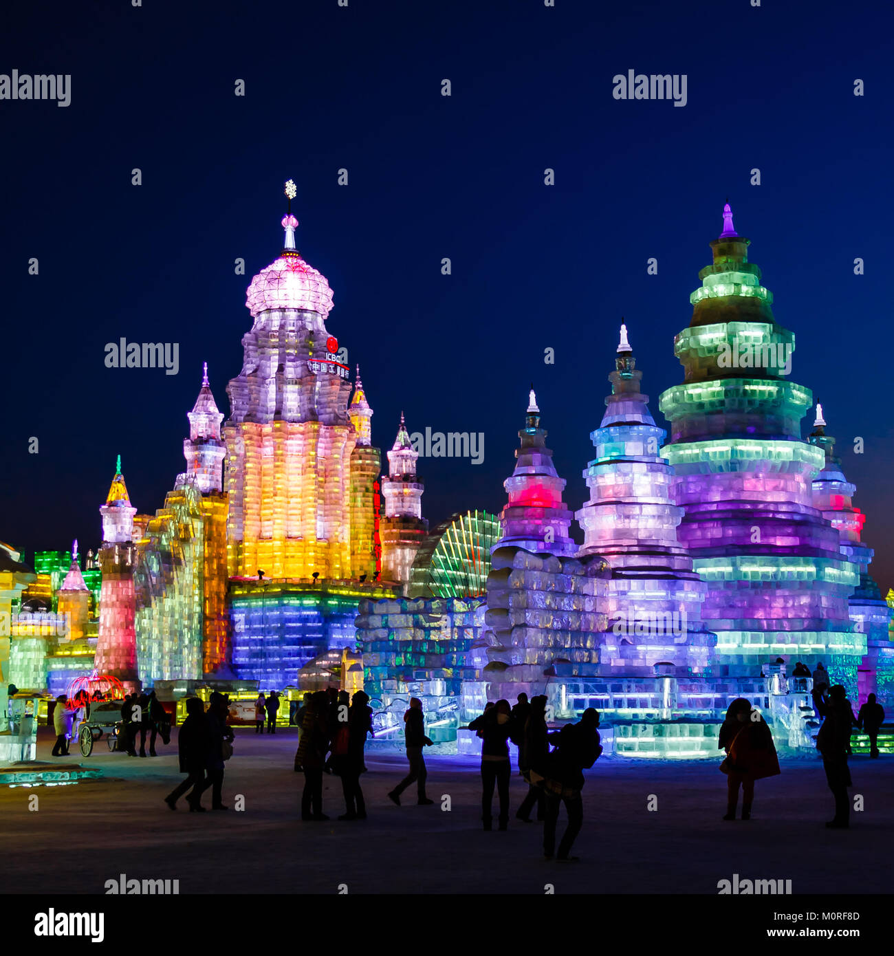 February 2013 - Harbin, China - Ice buildings in the International Ice ...
