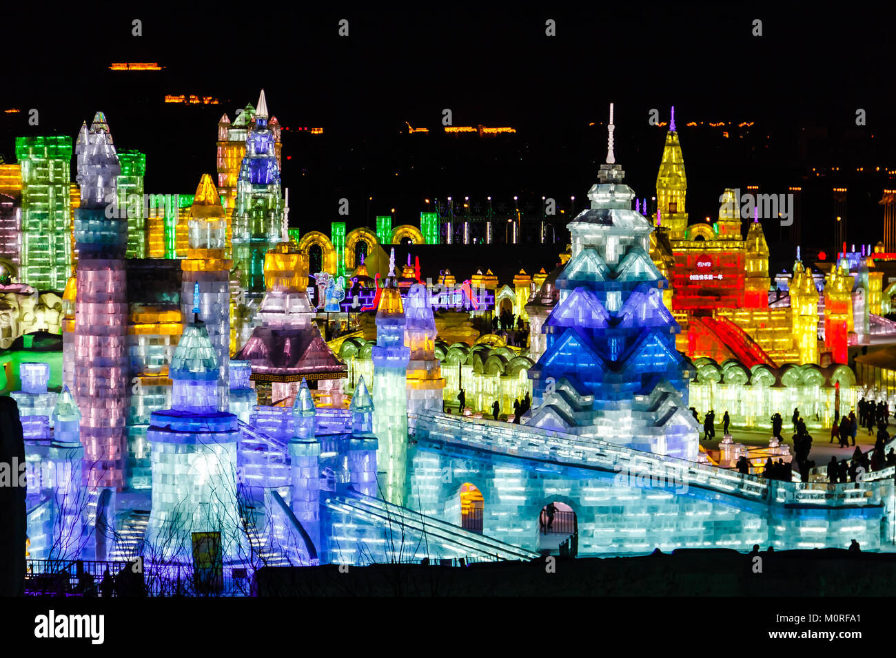 February 2013 - Harbin, China - Ice buildings in the International Ice ...