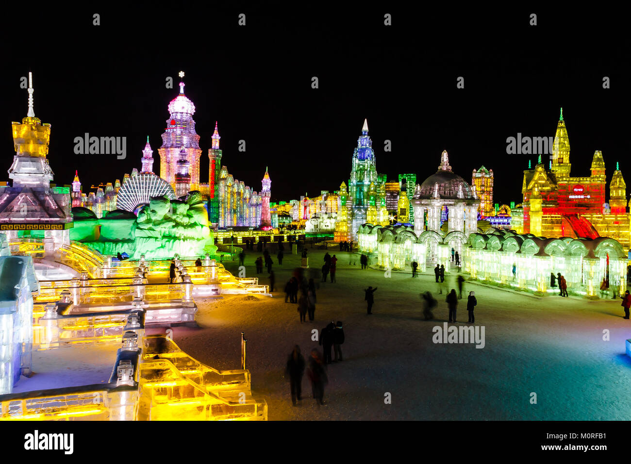 February 2013 - Harbin, China - Ice buildings in the International Ice ...