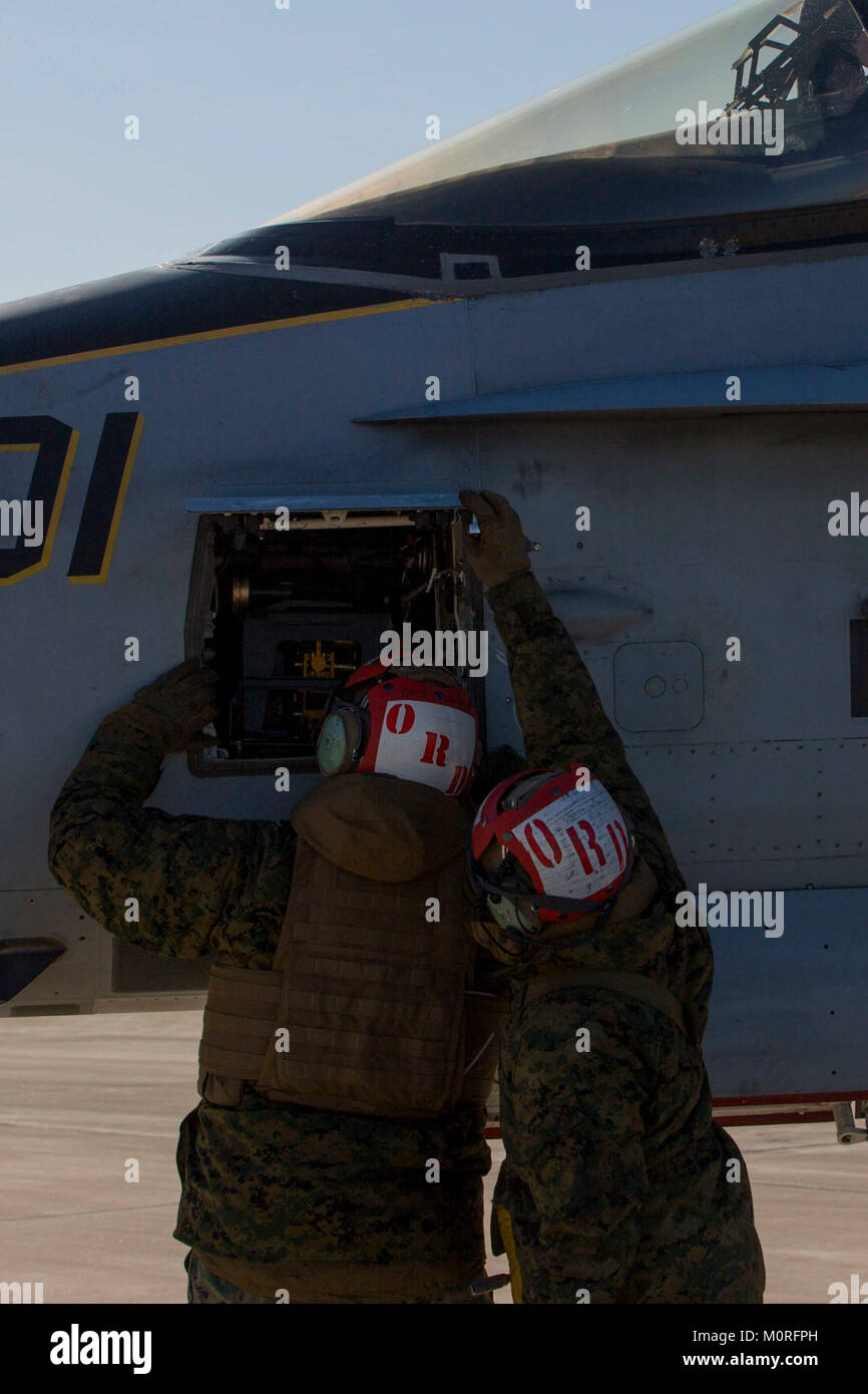 U.S. Marine Corps Gunnery Sgt. Kenneth Jacob, left, an aviation ...