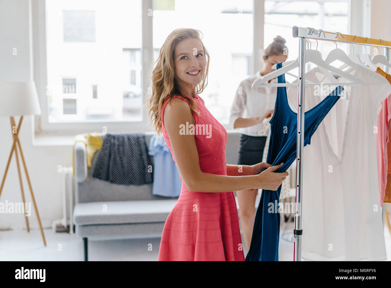 Smiling looking at camera fashion industry fashion model designer ...