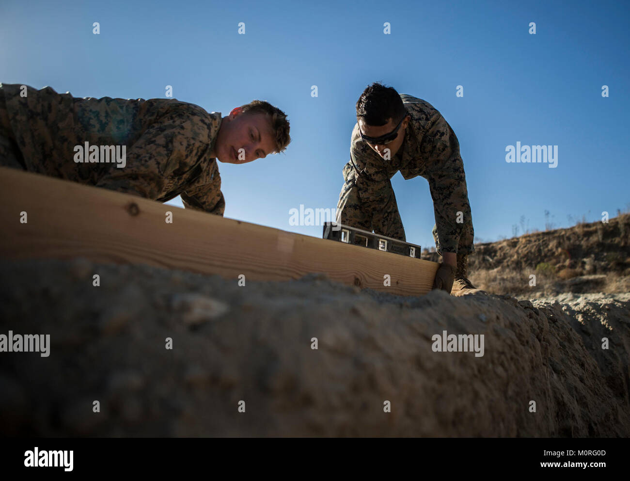 Cpl. Austen McClean and Pfc. Jorge Mendez with Engineer Company, Combat ...