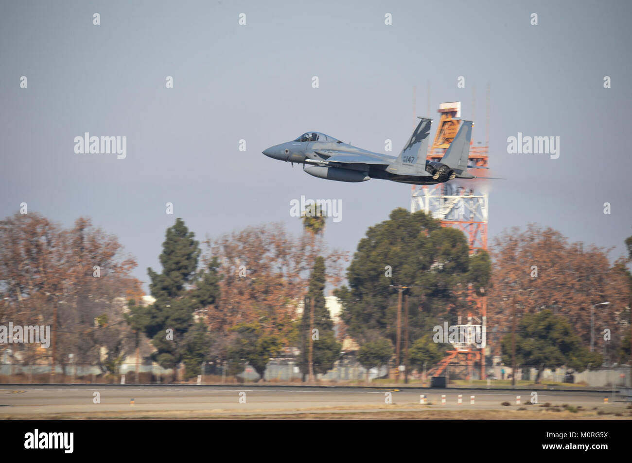 A U.S. Air Force F-15 Eagle fighter jet from the 144th Fighter Wing ...