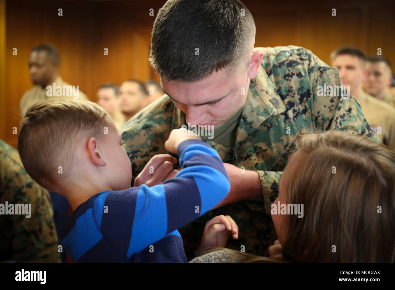 Staff Sergeant Dylan Case gets promoted by his wife and son January 3 ...