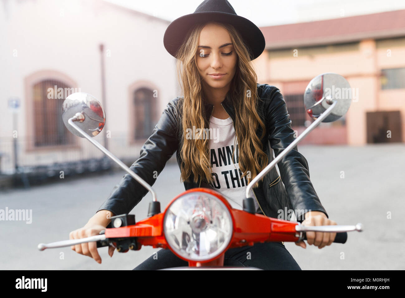 Red motor scooter hi-res stock photography and images - Alamy