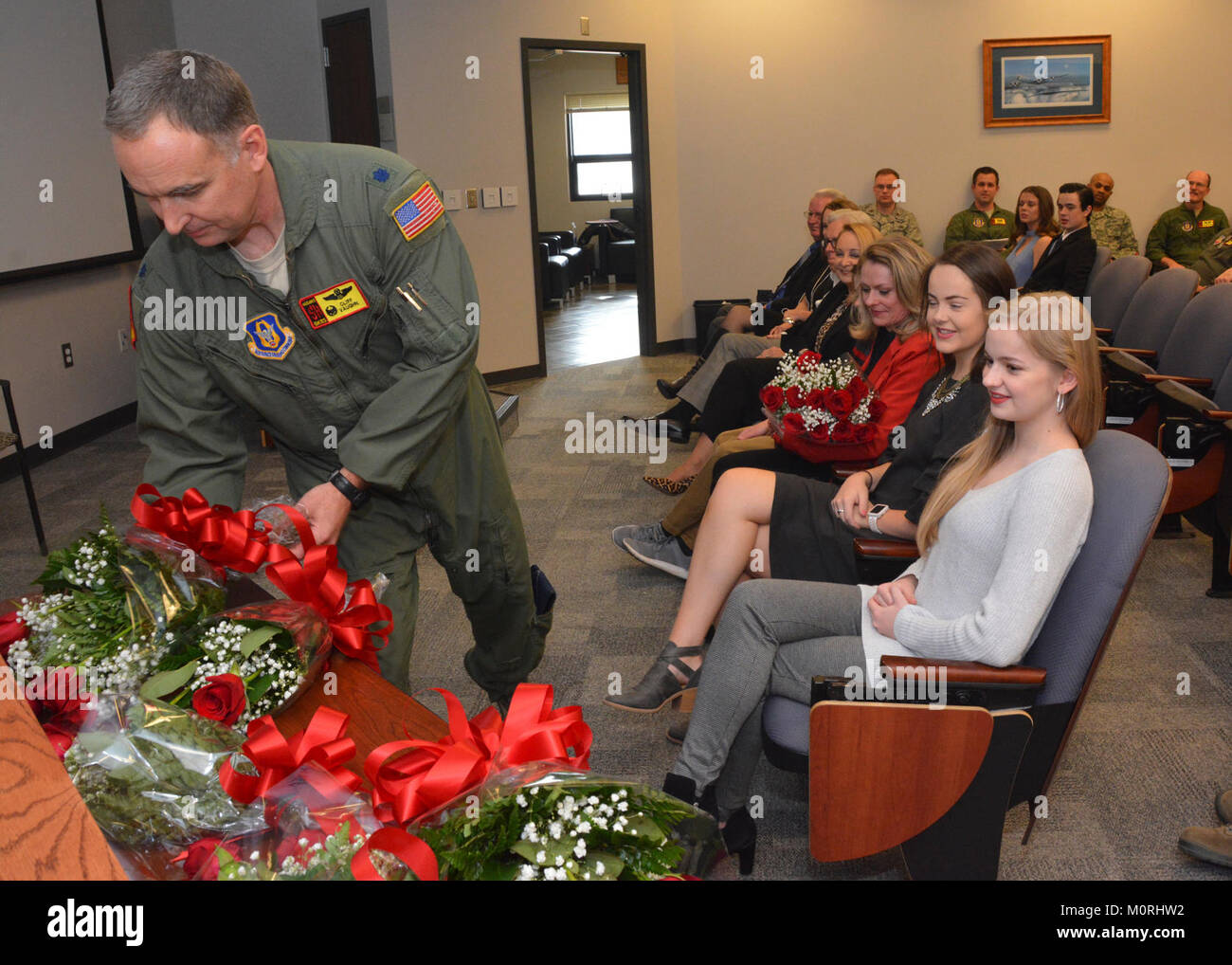 Lt. Col. Cliff Vaughn, 465th Refueling Squadron commander, hands ...
