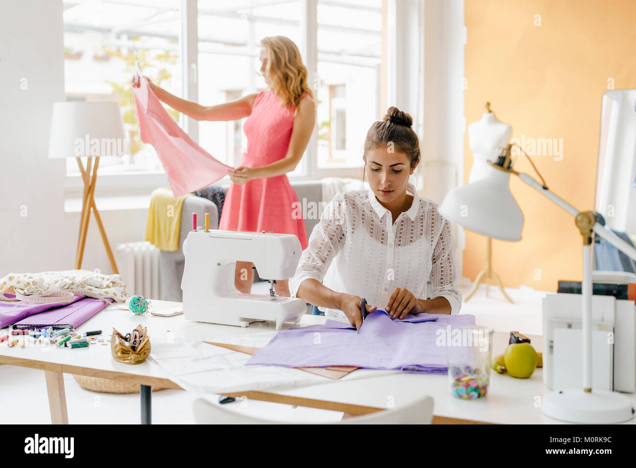 Two young women in fashion studio Stock Photo - Alamy