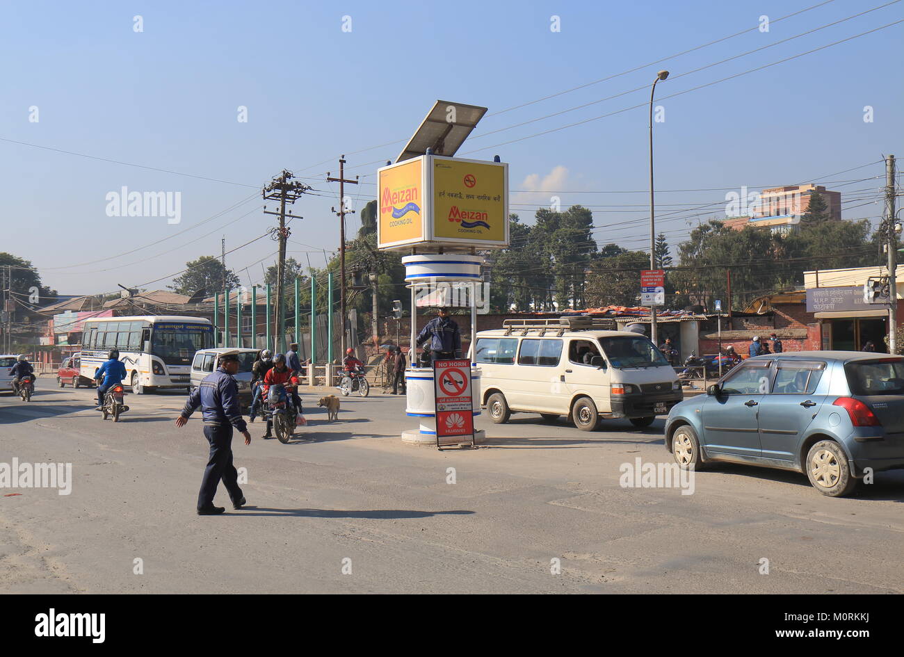 Police officers control traffic in Kathmandu Nepal Stock Photo - Alamy