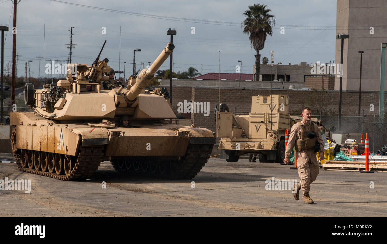 U.S. Marines with Company A, 4th Tank Battalion, 4th Marine Division ...