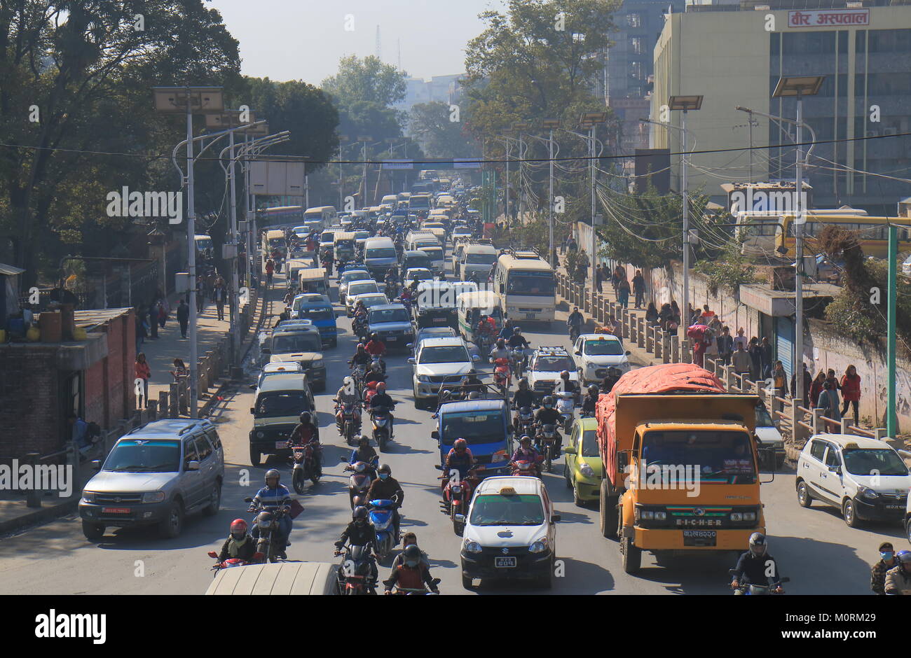 Heavy traffic in downtown Kathmandu Nepal Stock Photo - Alamy