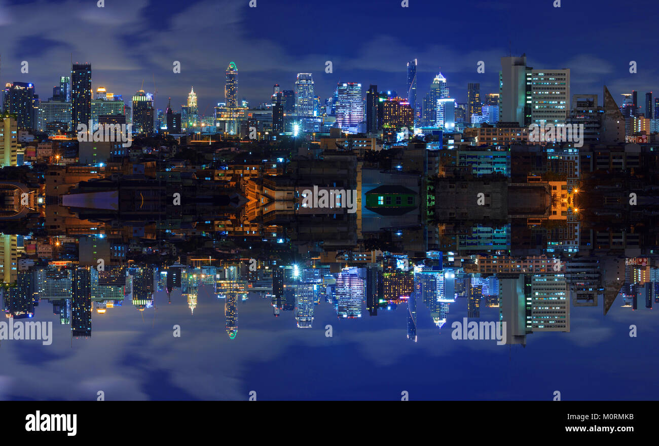 high building in big city / high building of city in night time Stock ...