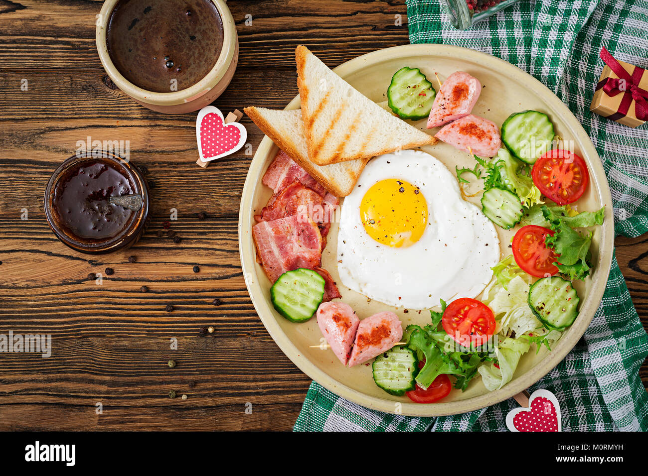 Breakfast on Valentine's Day - fried egg in the shape of a heart ...