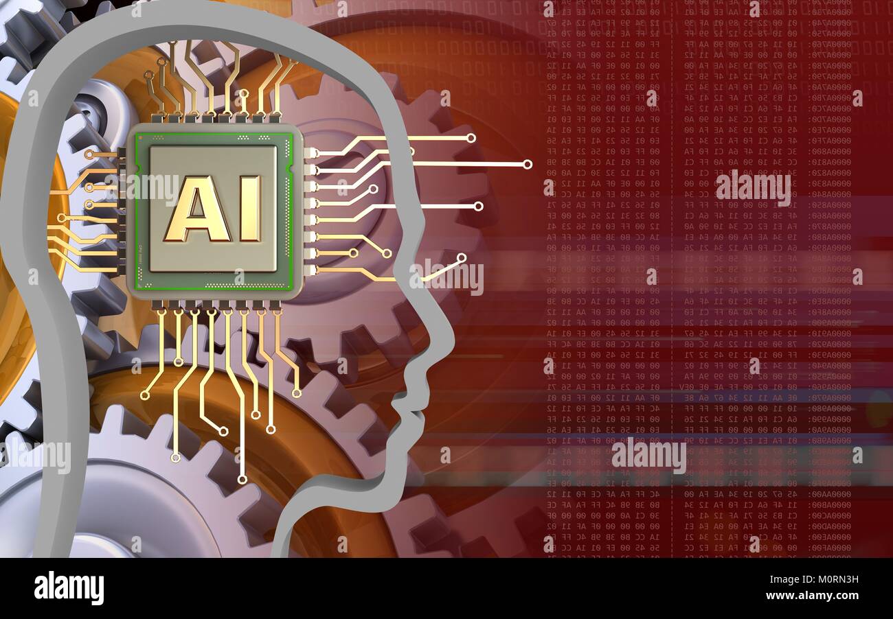 3d illustration of over red background with gears Stock Photo - Alamy