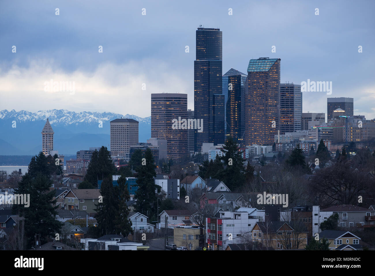 Tight composition core buildings downtown Seattle Puget Sound and the ...