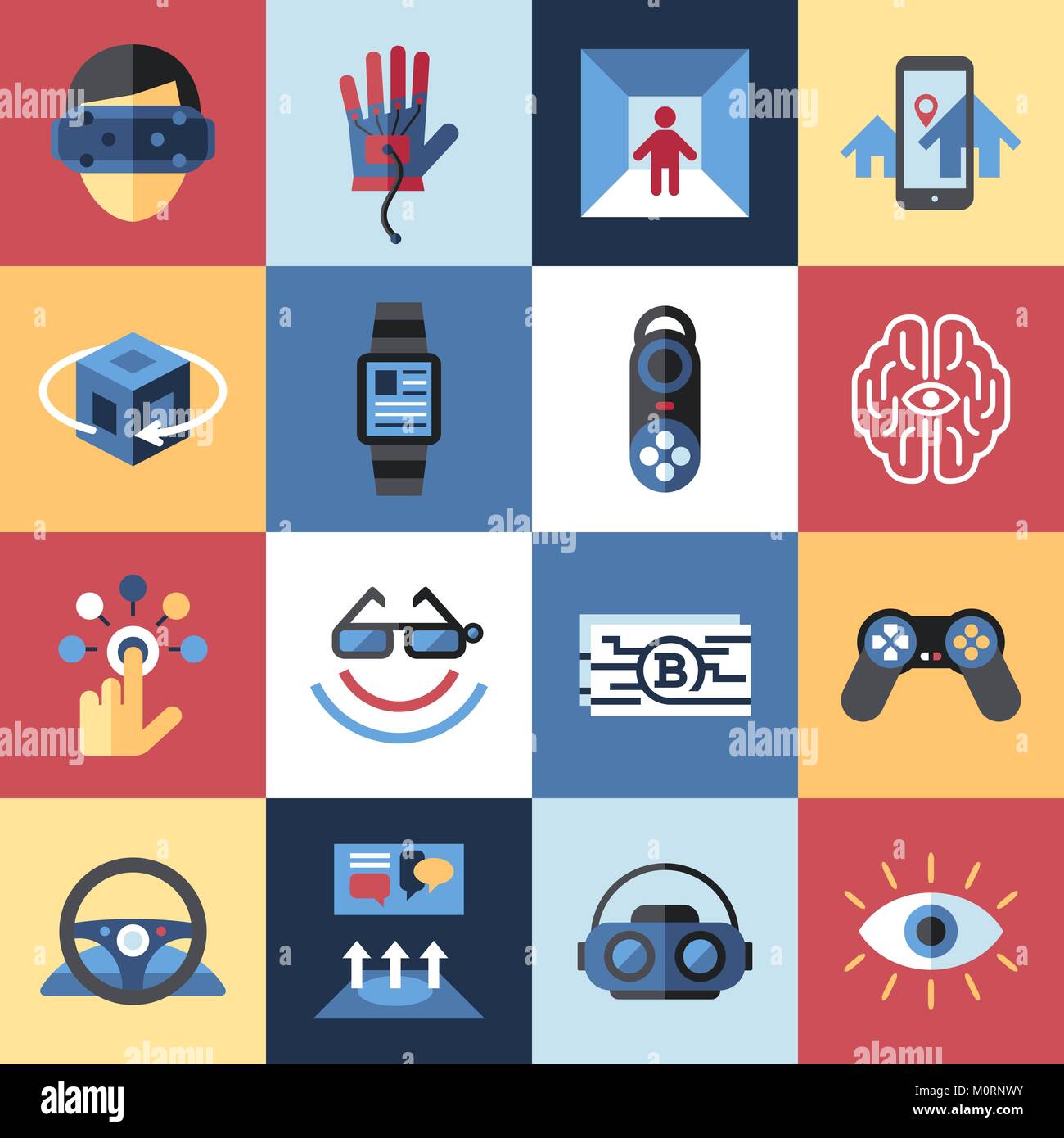 Digital vector virtual augmented reality concept set collection objects ...