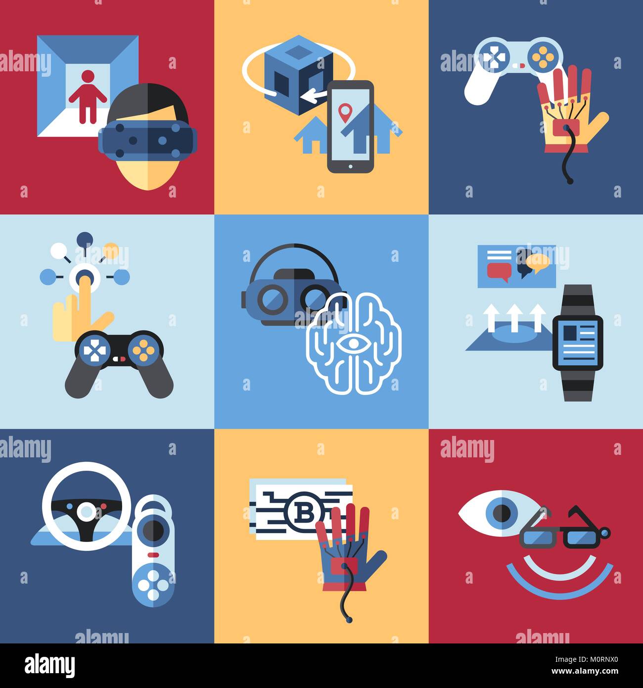 Digital vector virtual augmented reality concept set collection objects ...