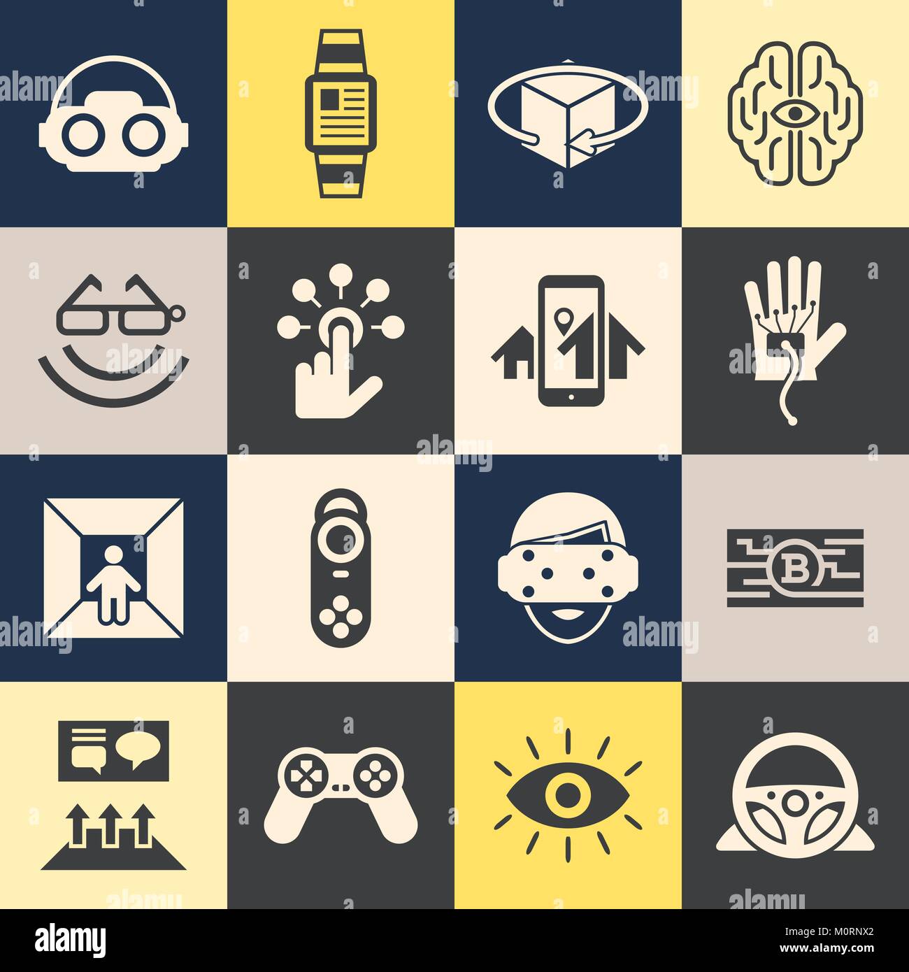 Digital vector virtual augmented reality concept set collection objects ...