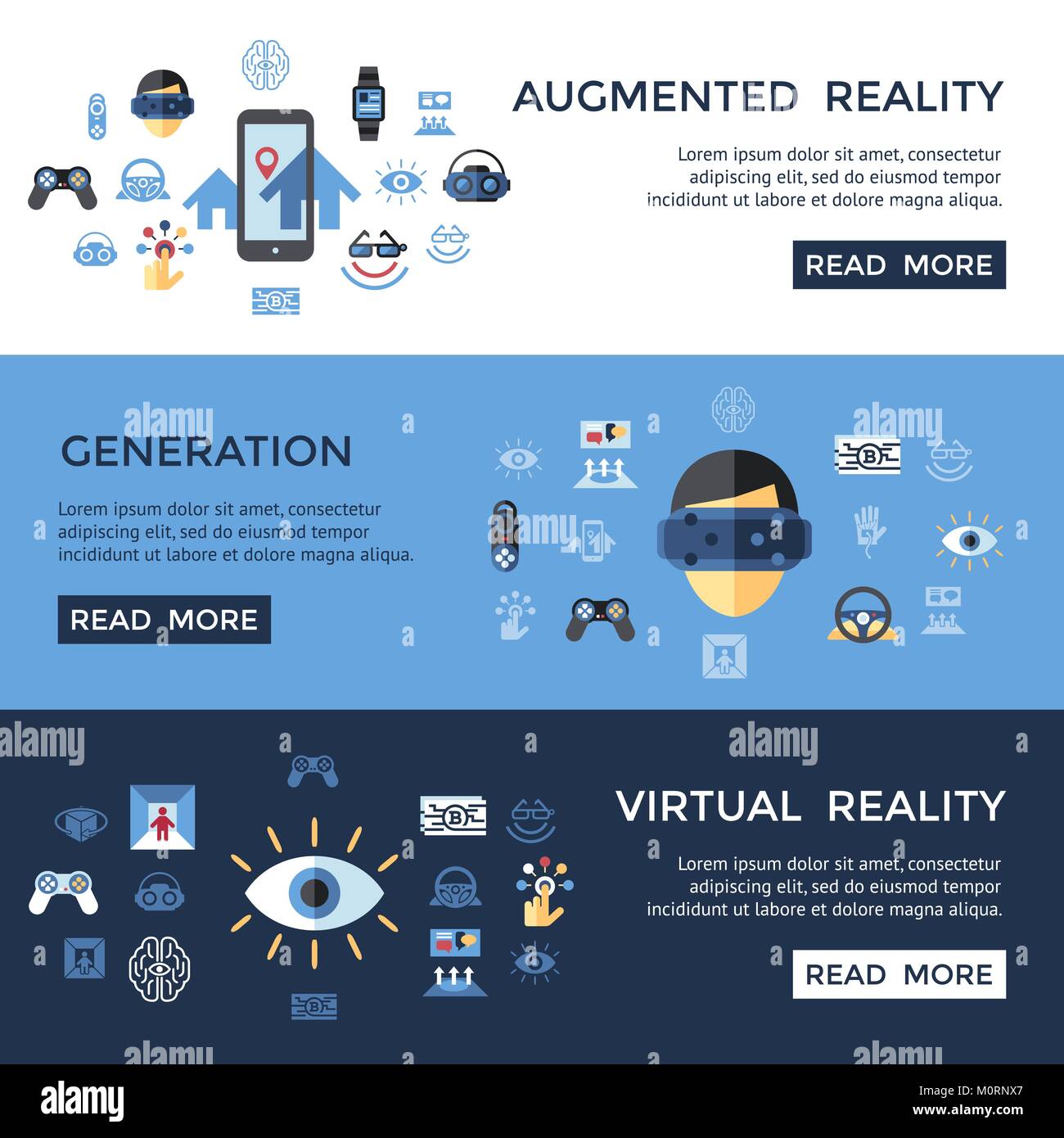 Digital vector virtual augmented reality concept set collection objects ...