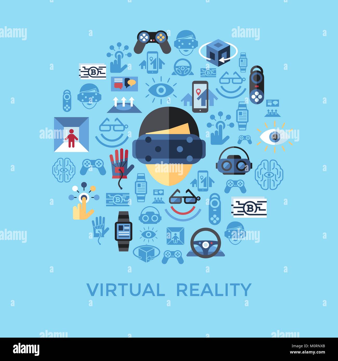 Digital vector virtual augmented reality concept set collection objects ...