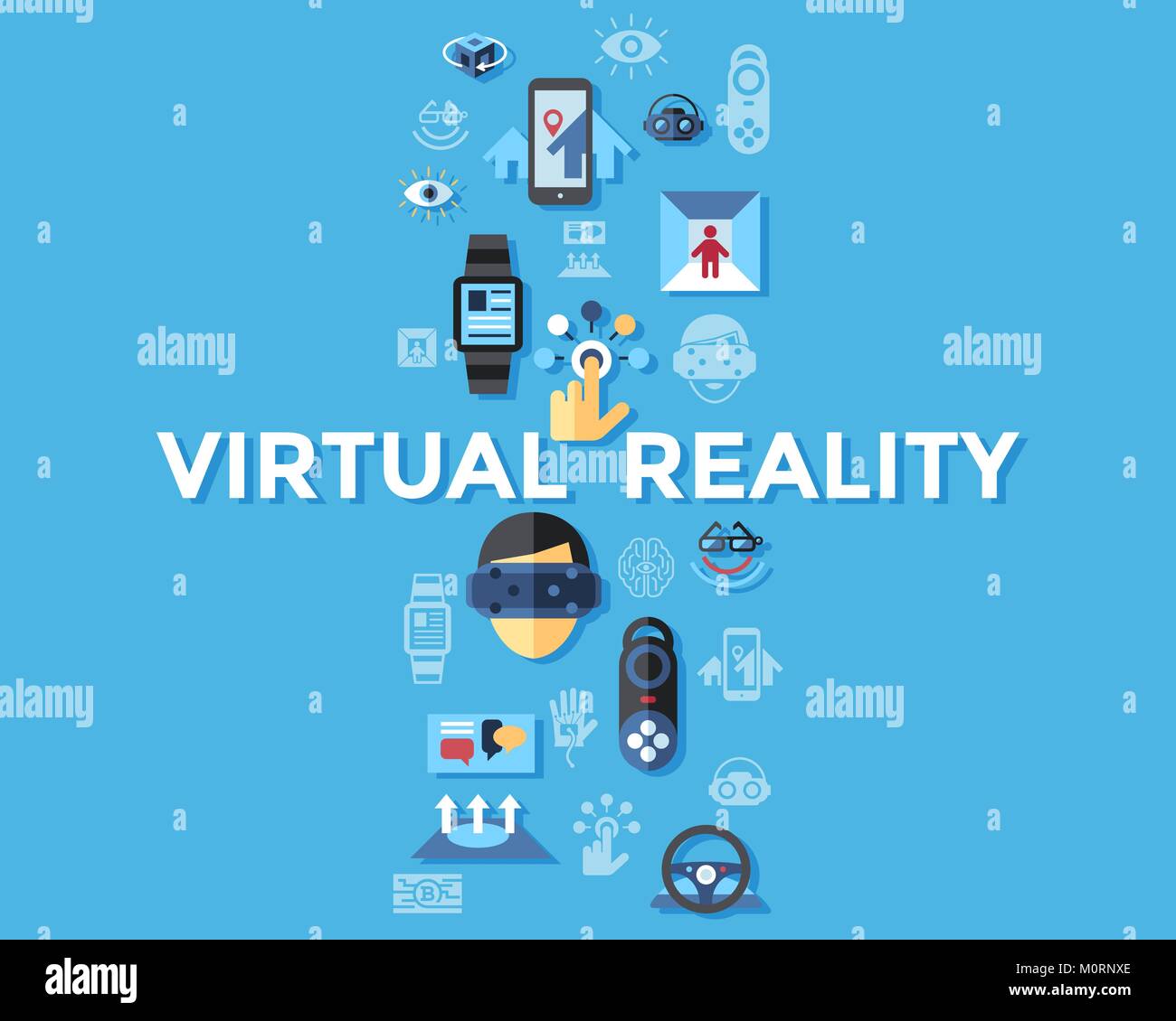 Digital vector virtual augmented reality concept set collection objects ...