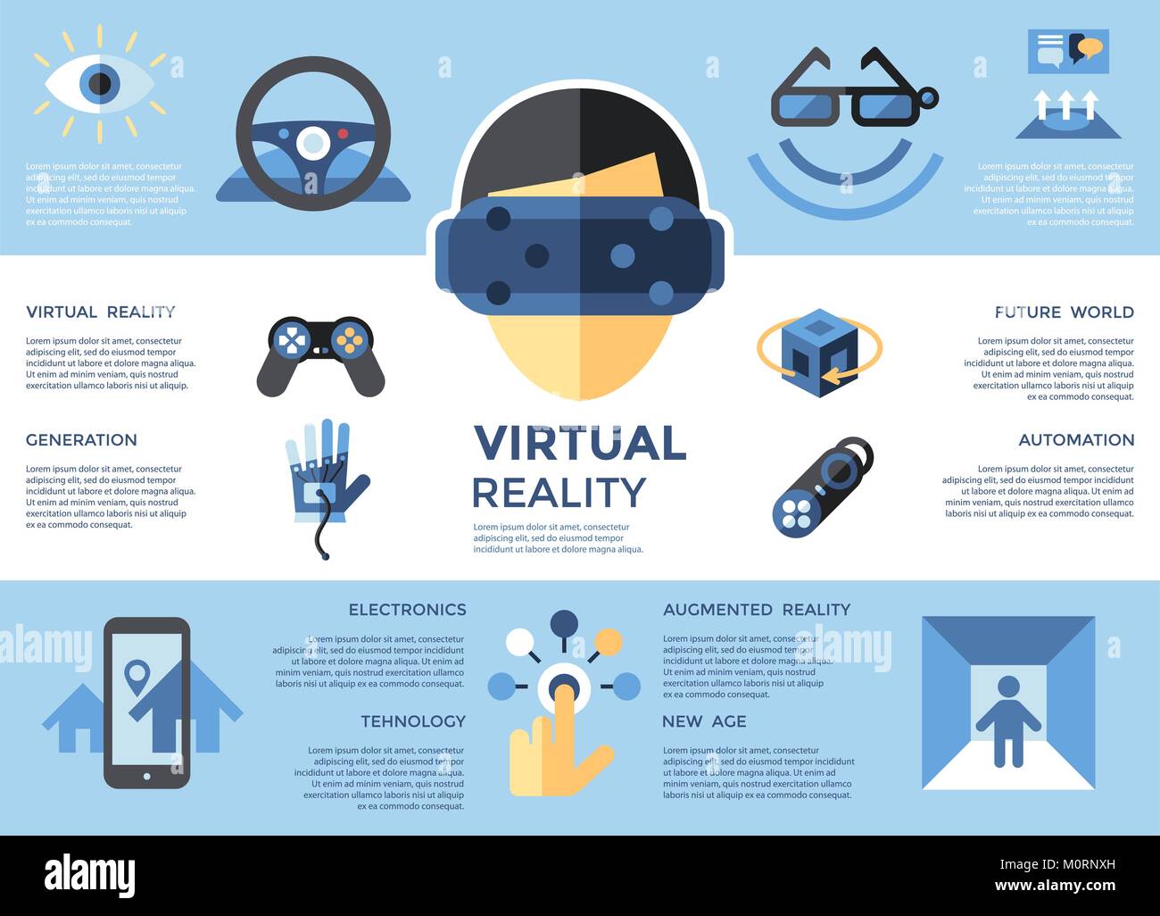 Digital vector virtual augmented reality concept set collection objects ...